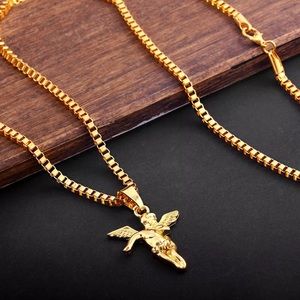 Annajays Boutique | Jewelry | Always Angelic Gold Long Angel Necklace ...